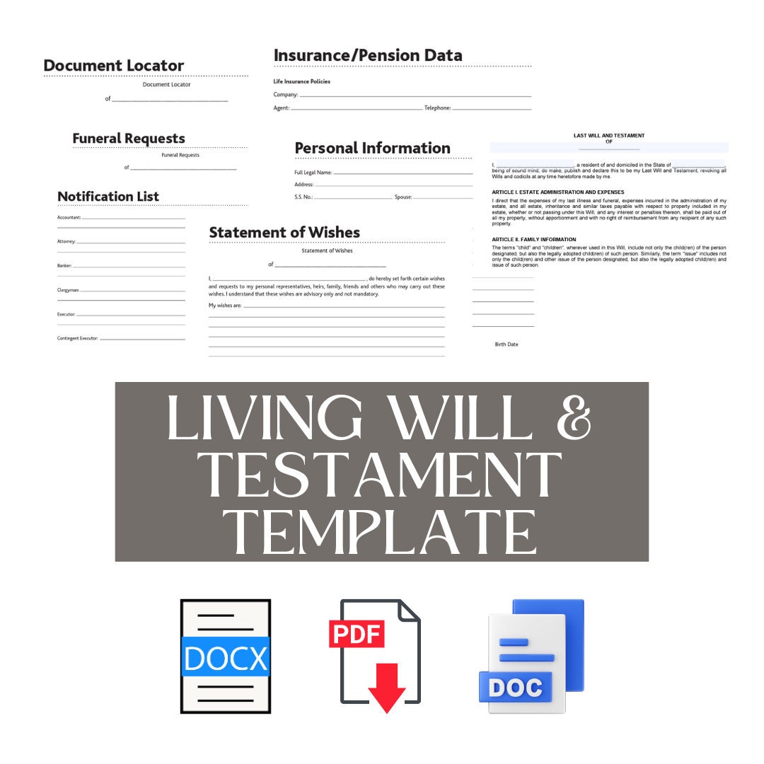 Last Will and Testament Form | Editable Instant Download | Legal Will ...