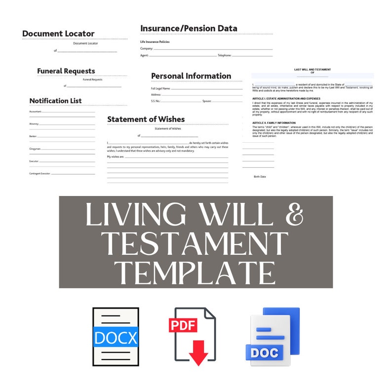 Last Will and Testament Form | Editable Instant Download | Legal Will ...