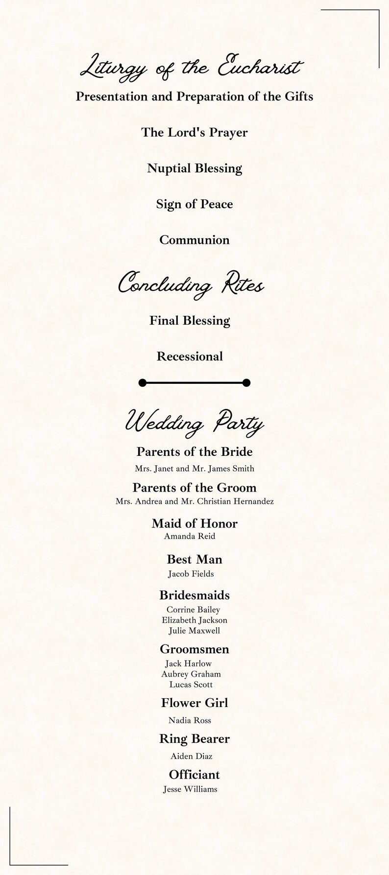 Catholic Wedding Program Template Catholic Wedding Program - Etsy