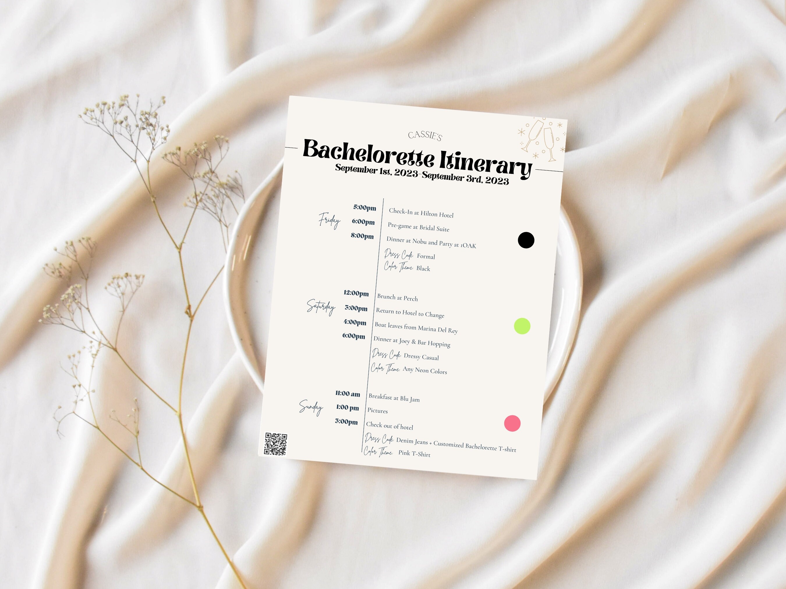 Personalized Bachelorette Itinerary Template, Bachelorette Itinerary ...