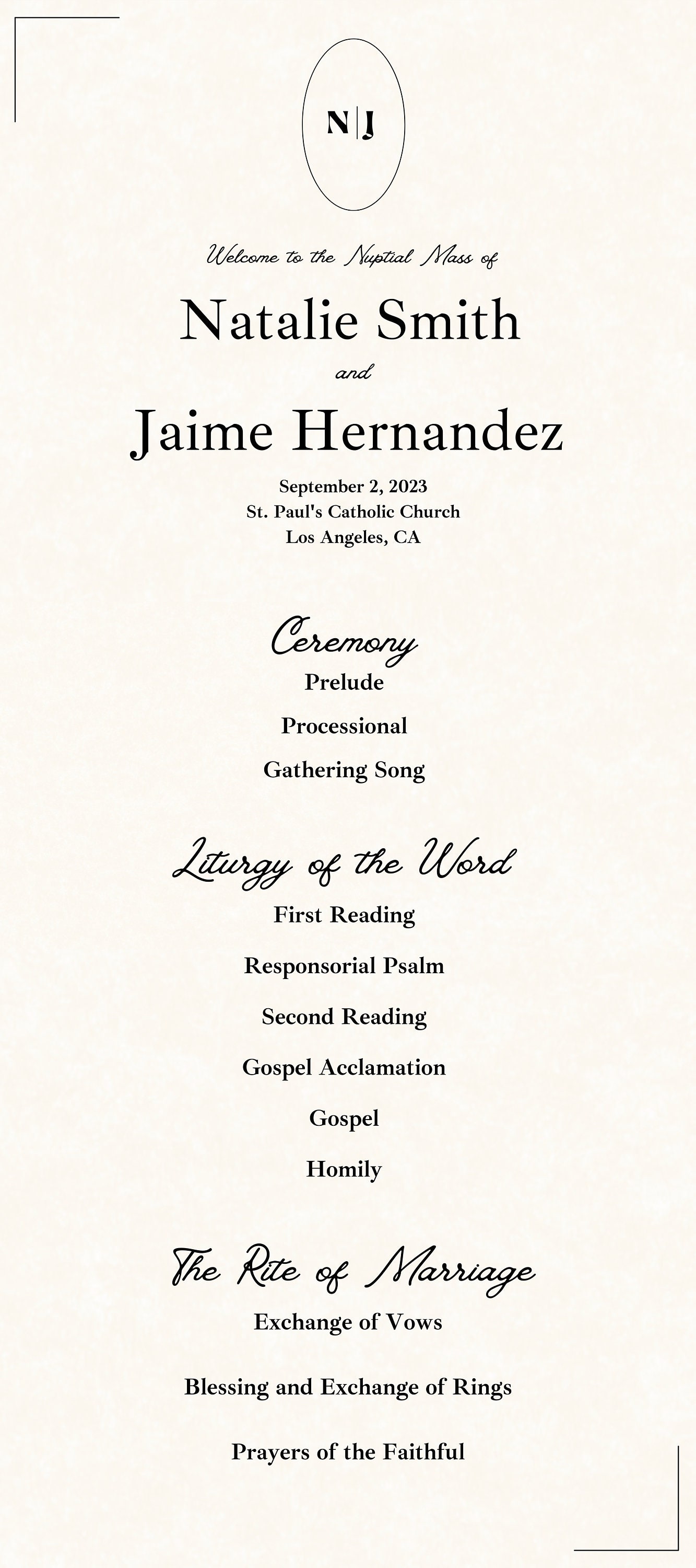 Catholic Wedding Program Template Catholic Wedding Program Catholic ...