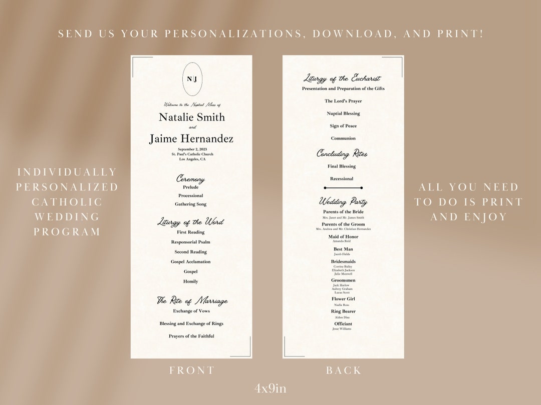 Catholic Wedding Program Template Catholic Wedding Program Catholic ...