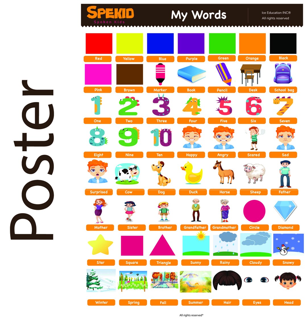 Poster for Kids(2 Sides, 25 Subjects) - Etsy
