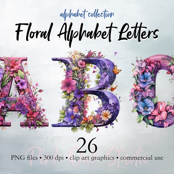 Floral Alphabet Background Png - Etsy
