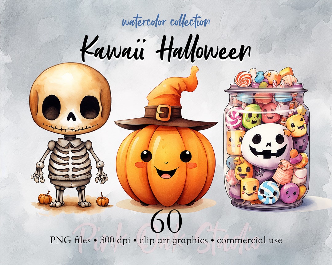 Kawaii Halloween, Cute Halloween, Bundle, Monsters, Vampires, Skeletons ...