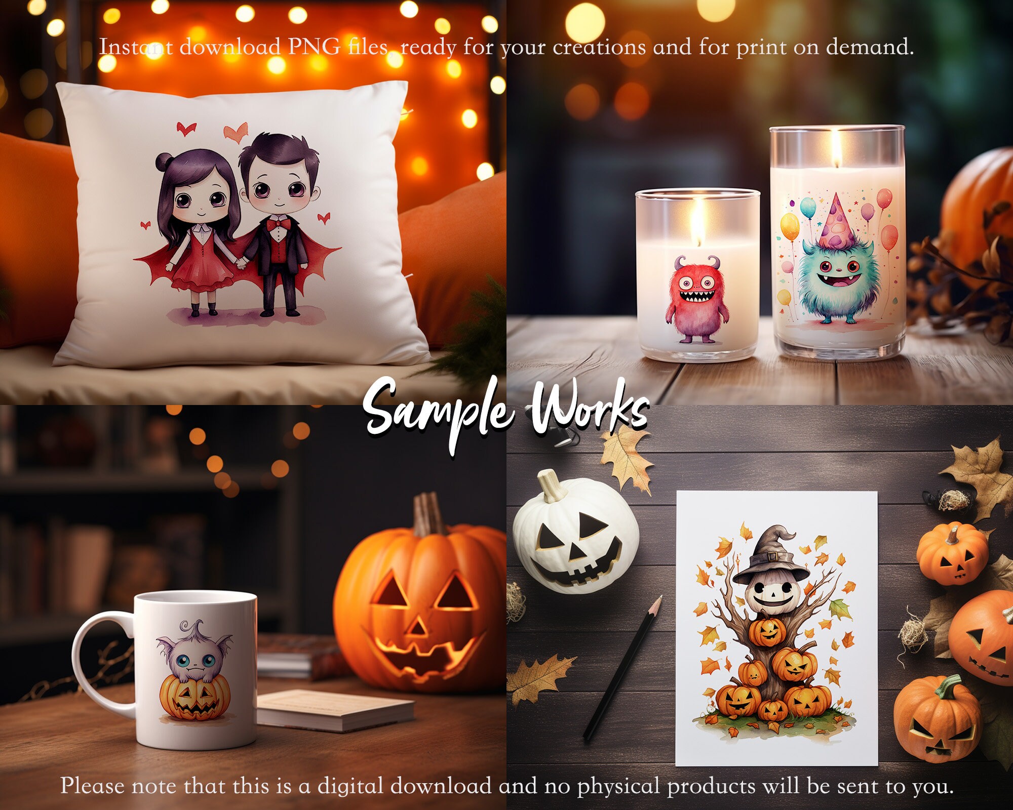 Kawaii Halloween, Cute Halloween, Bundle, Monsters, Vampires, Skeletons ...