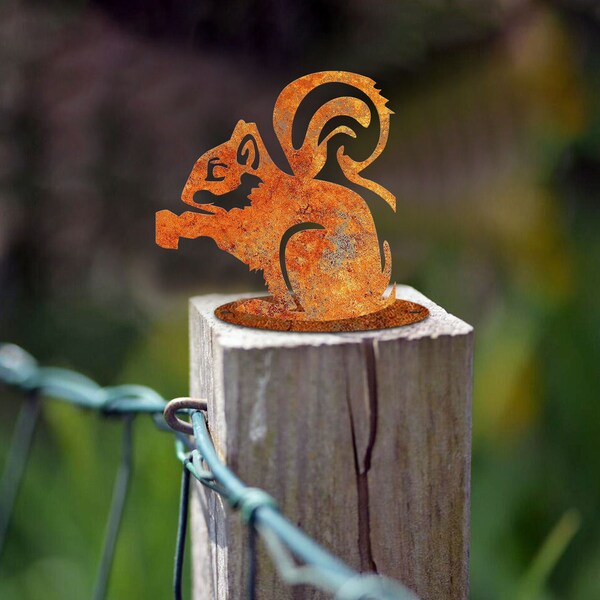 Rusty Squirrel Fence Topper - Etsy
