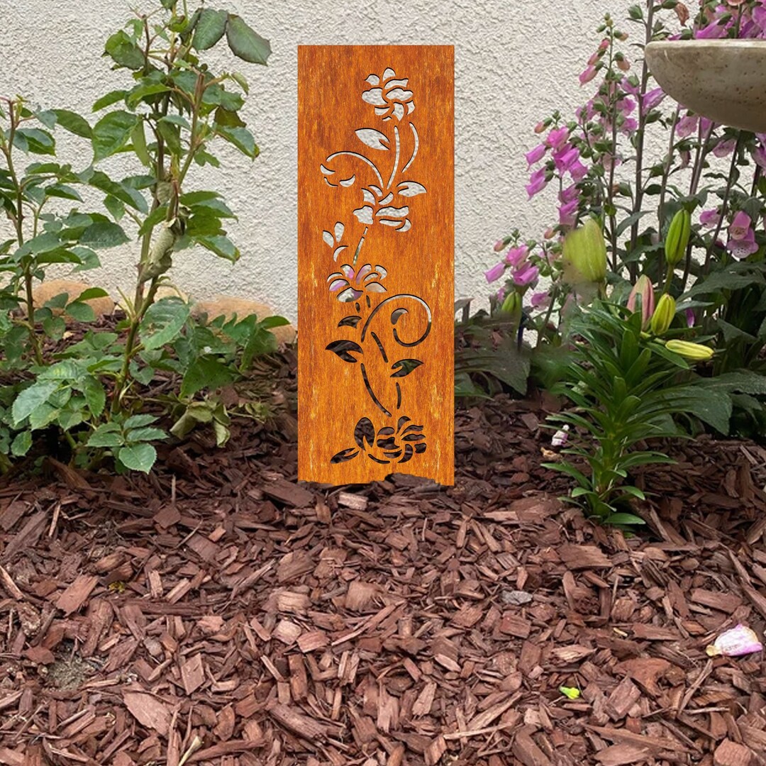 Rusty Flowers Privacy Screen, Metal Flowers Panels, Garden Panel ...