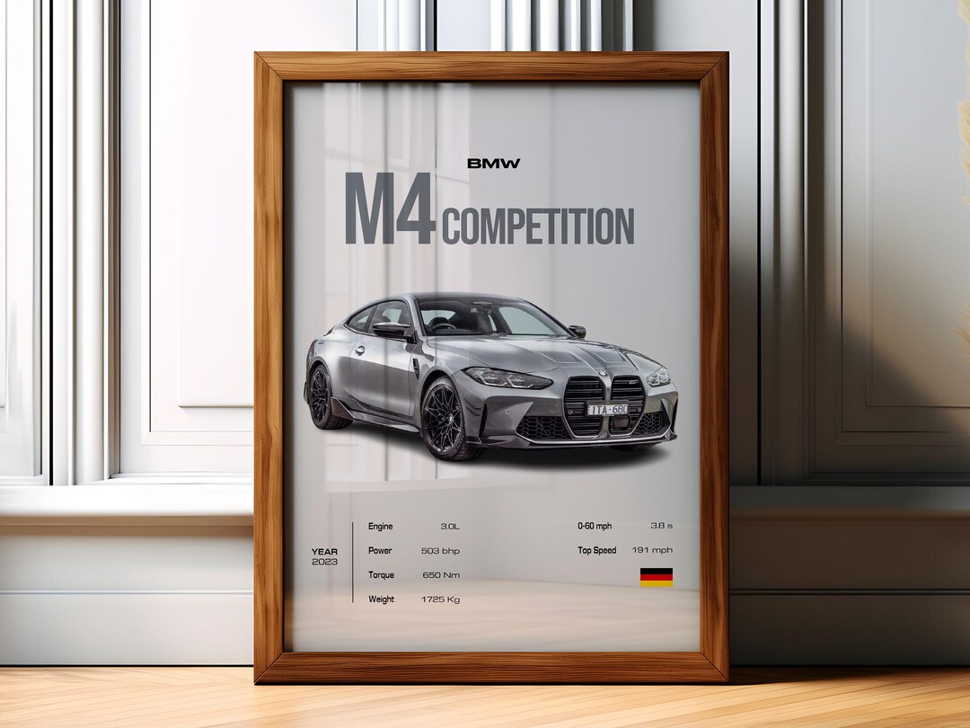 BMW M4 Competition Poster BMW M4 Competition Car Art Car Enthusiast ...