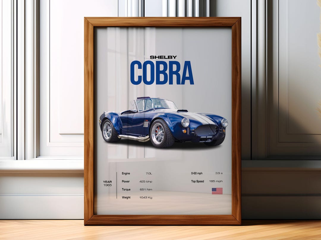Shelby Cobra Poster Shelby Cobra Car Art Car Enthusiast Wall Art - Etsy