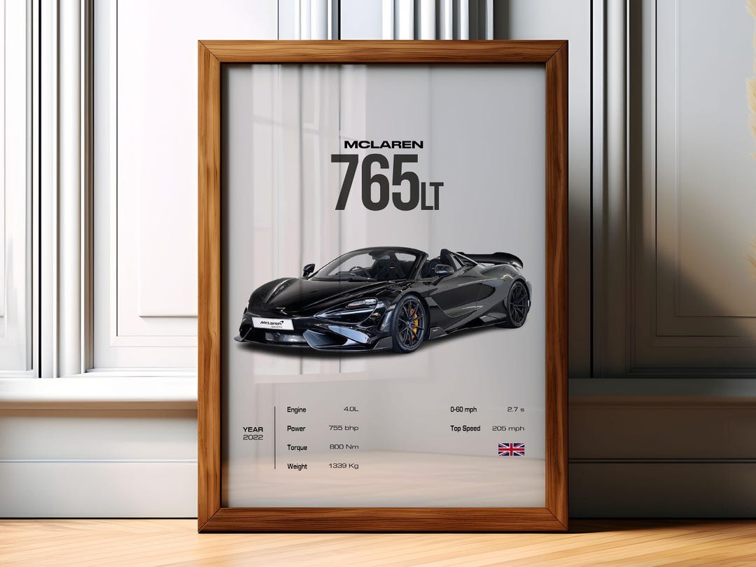 Mclaren 765LT Poster Mclaren 765LT Car Art Car Enthusiast Wall Art Man ...