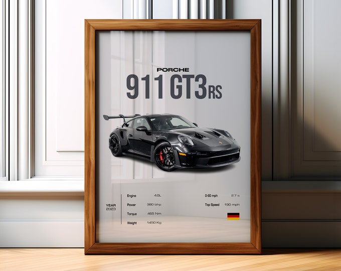Porsche 992 GT3 RS Weissach Vector Line Drawing Illustration, Digital ...