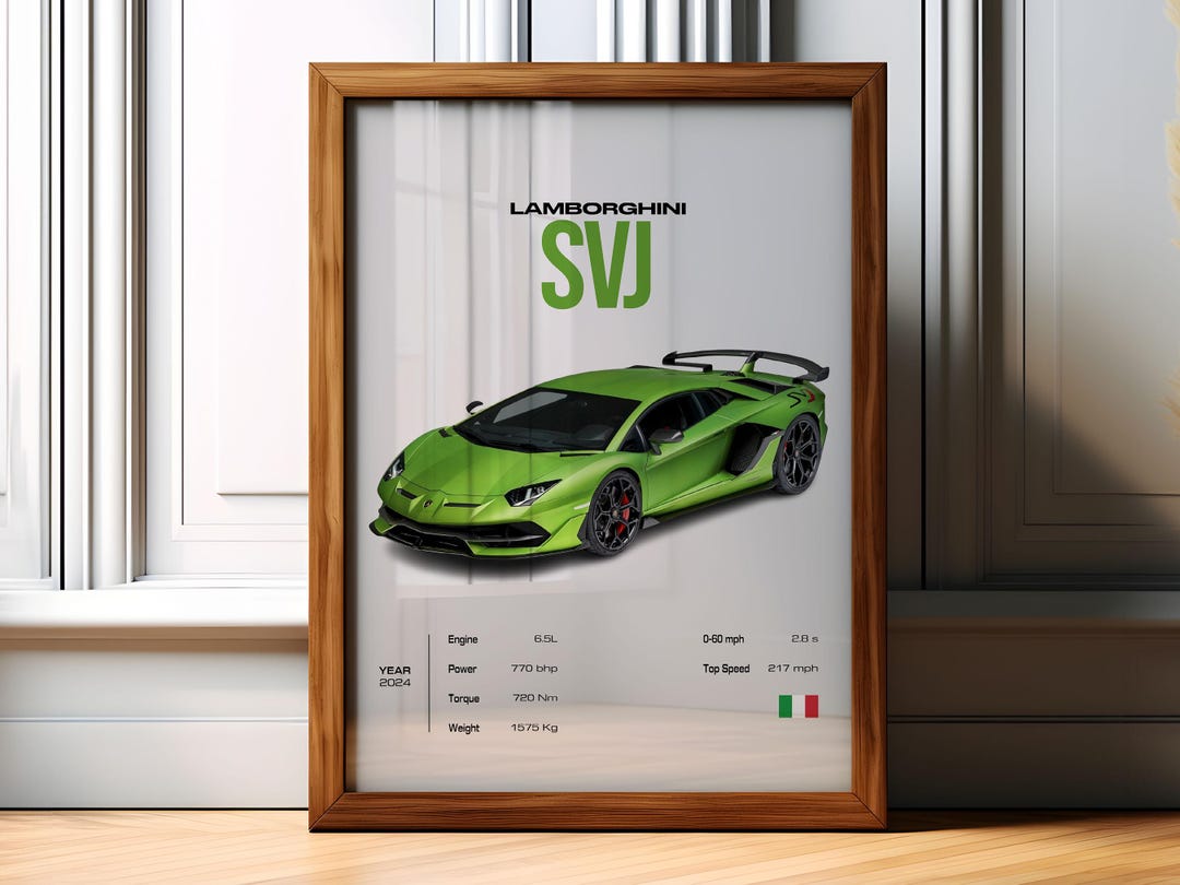 Lamborghini SVJ Poster Lamborghini SVJ Car Art Car Enthusiast Wall Art ...