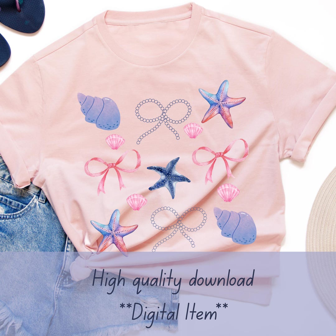 Coquette Seashell PNG, Beach Png, Coastal Png, Summer Vibes Png, Summer ...