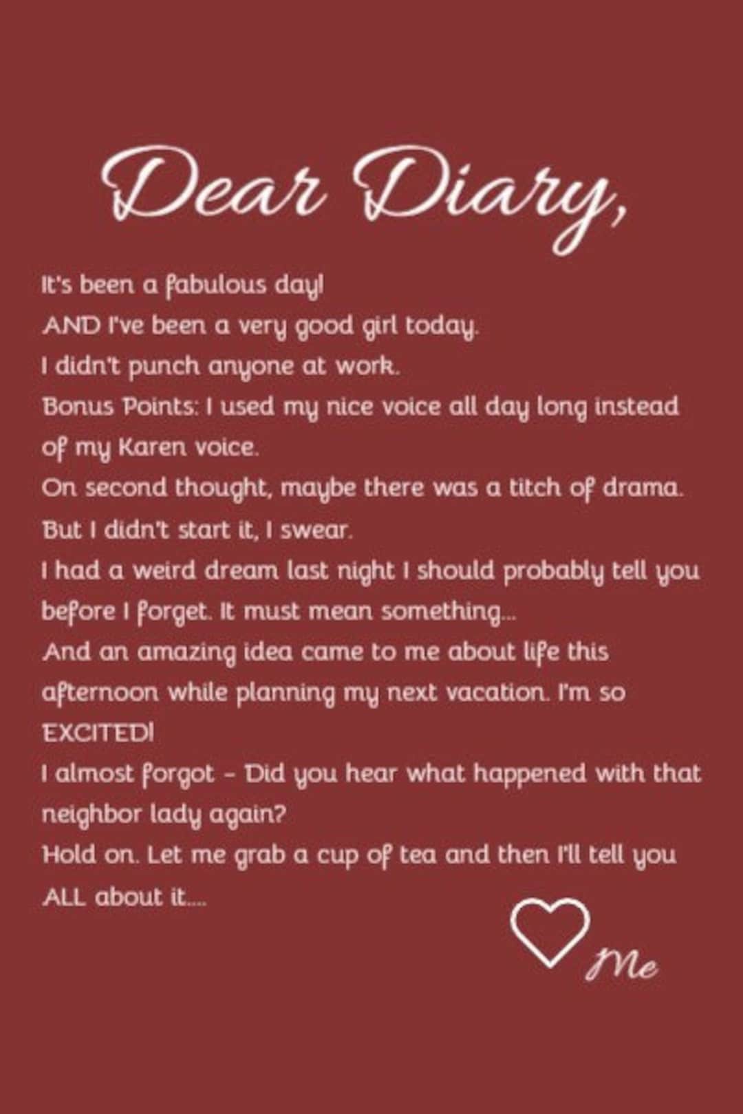 Dear Diary: Adult - Etsy
