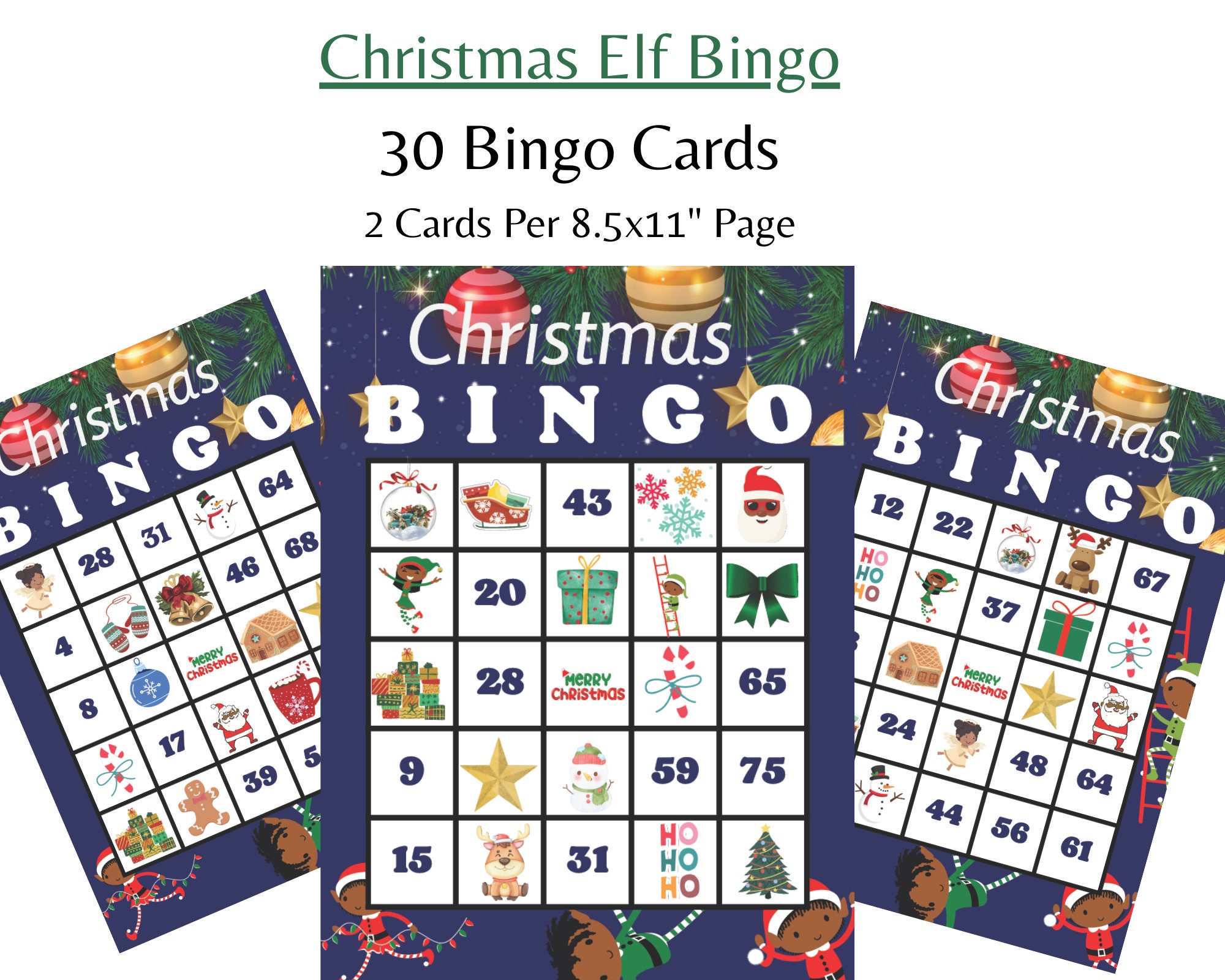 Christmas Bingo, Christmas Printable Bingo Cards, Christmas Party ...