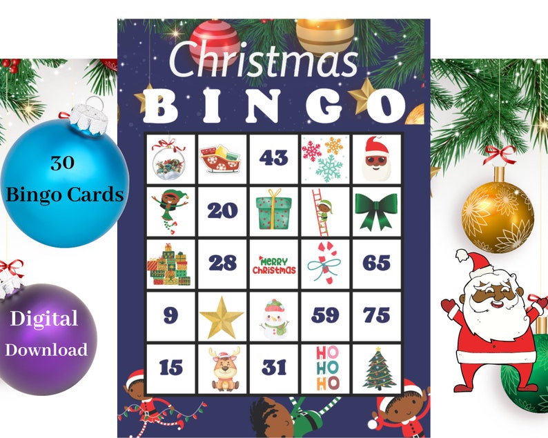 Christmas Bingo, Christmas Printable Bingo Cards, Christmas Party ...