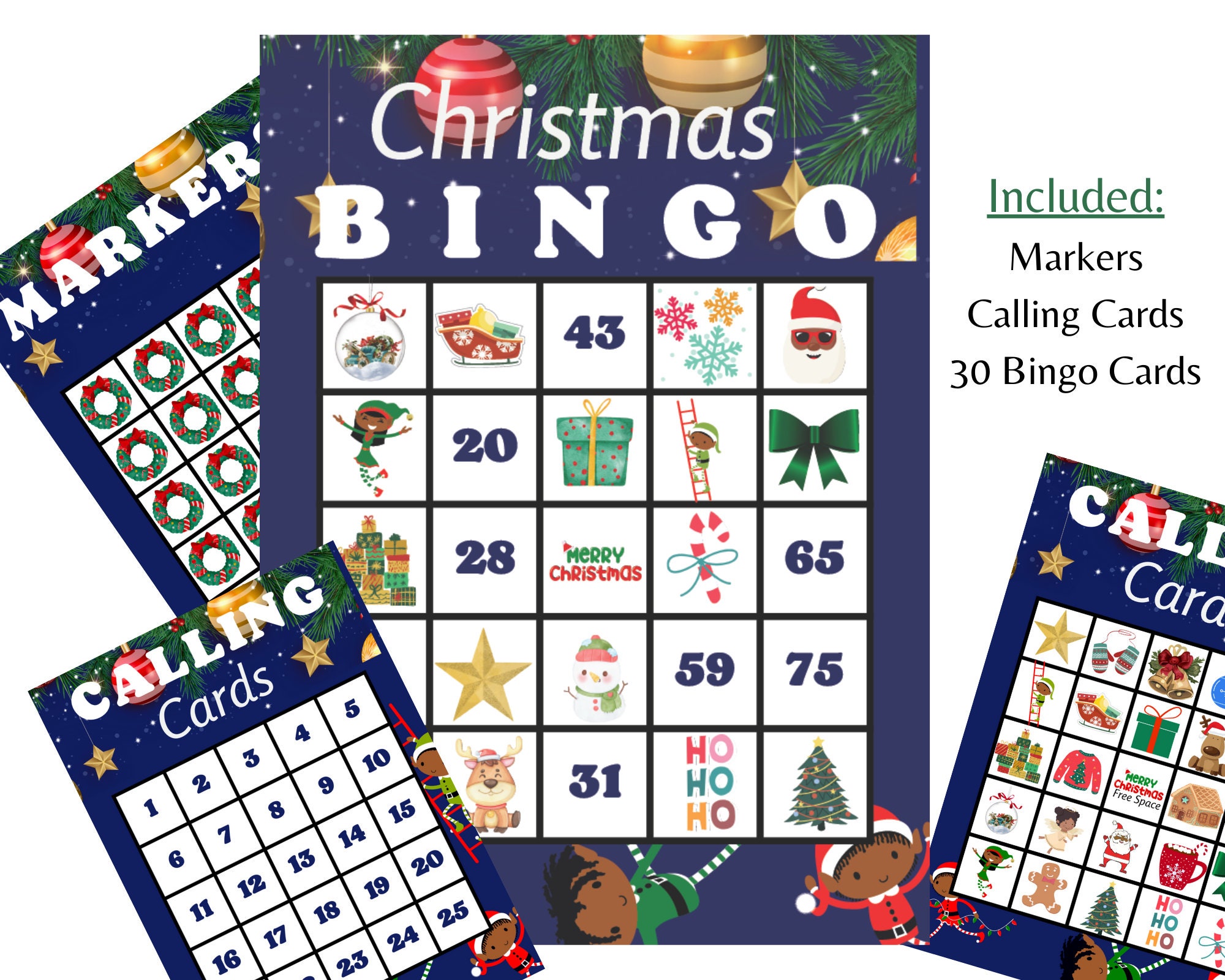 Christmas Bingo, Christmas Printable Bingo Cards, Christmas Party ...