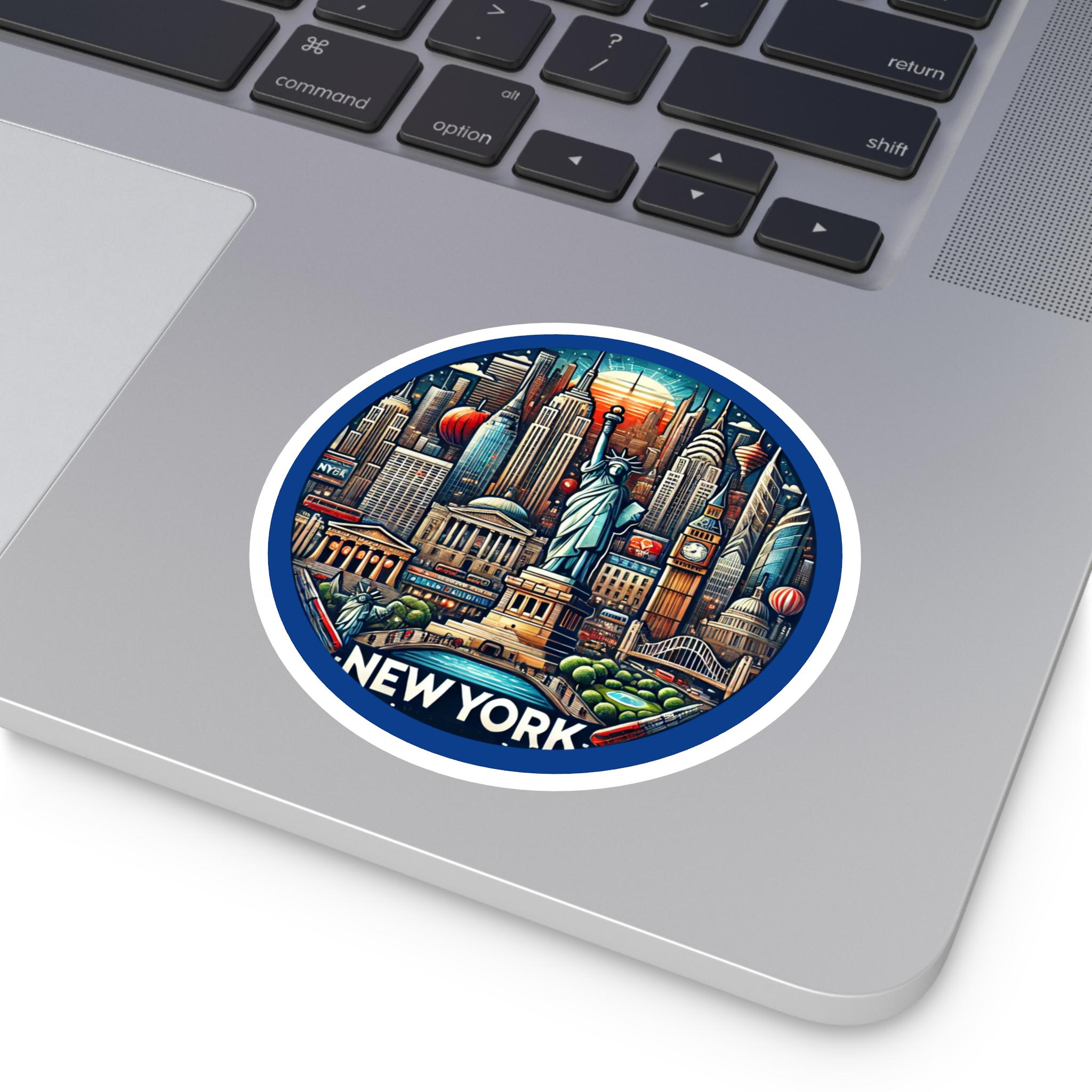 New York City Skyline Sticker: Vintage Travel Art, Laptop Decal - Etsy
