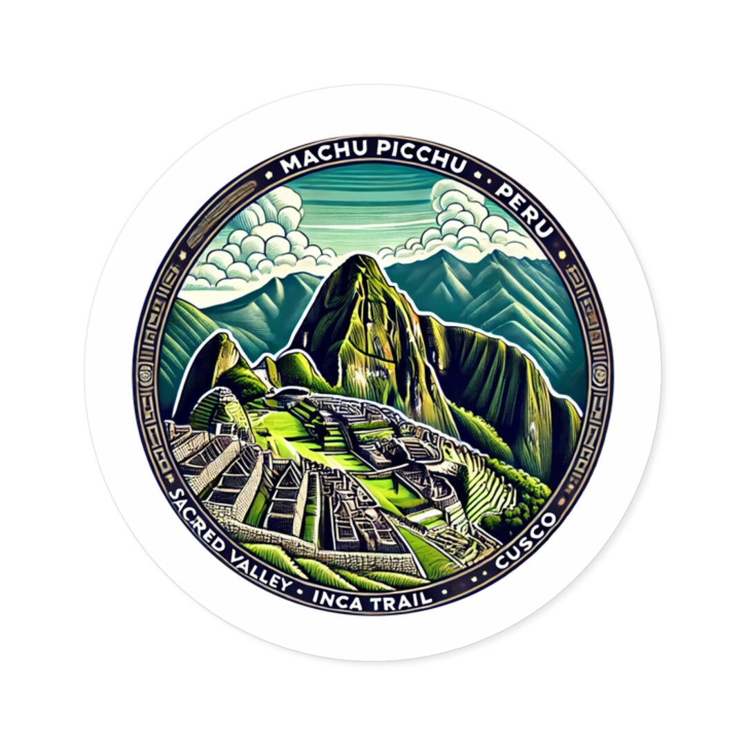 Machu Picchu Peru, Illustration Sticker | Round Sticker - Etsy