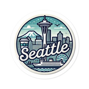 Seattle, Space Needle, Round Stickers, Indoor\outdoor - Etsy