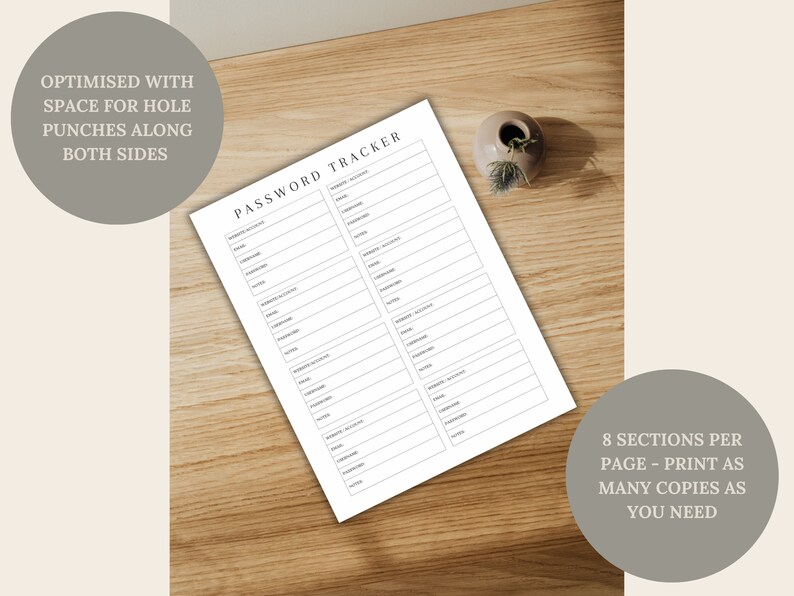 Printable Fillable Minimalist Password Tracker Password Log - Etsy