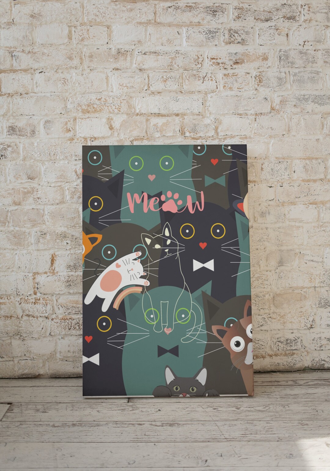 PDF Cat Themed Printable Wall Art, Kitty Canvas Print, Cute Pet Poster ...