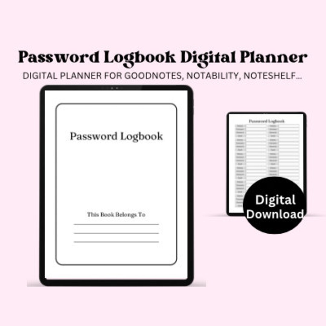Password Logbook, Digital Planner, Password Management, Security ...