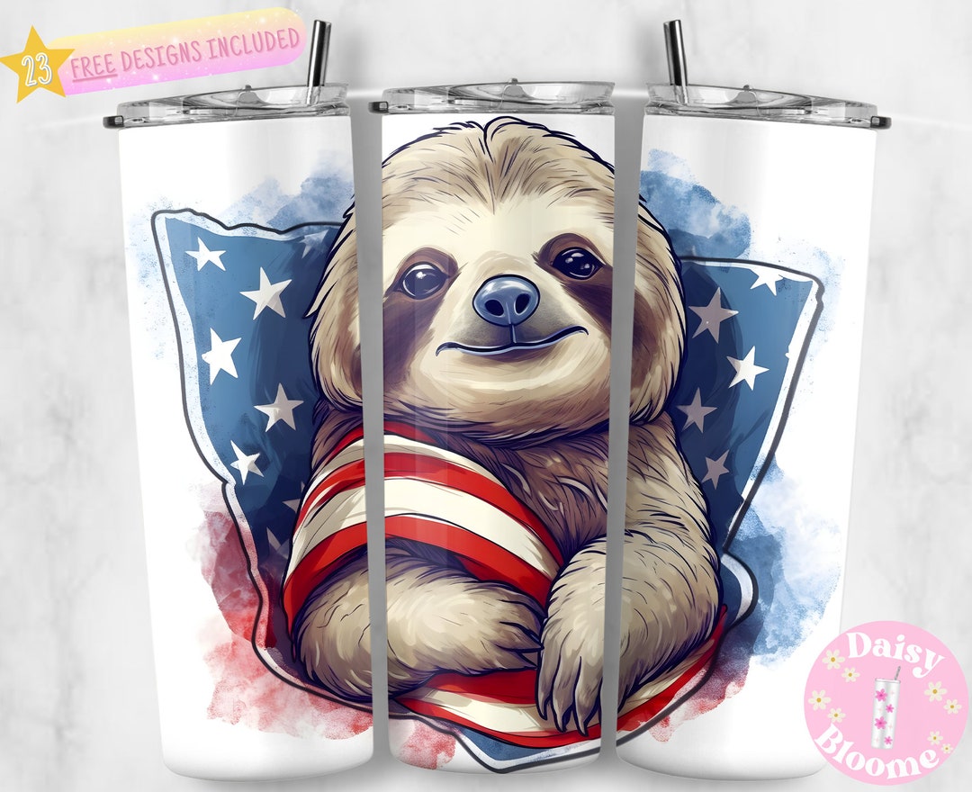 Patriotic Baby Sloth With USA Flag 20 Oz Skinny Tumbler - Etsy