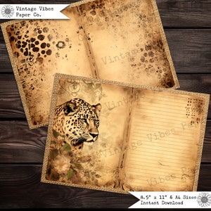 Junk Journal Papers Grunge Leopard Print Neutral Journal, Animal Safari ...