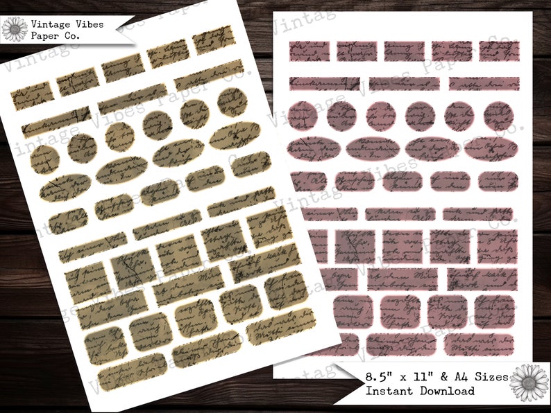 Junk Journal Labels Blank, Vintage Style Script Junk Journal Labels, 7 ...