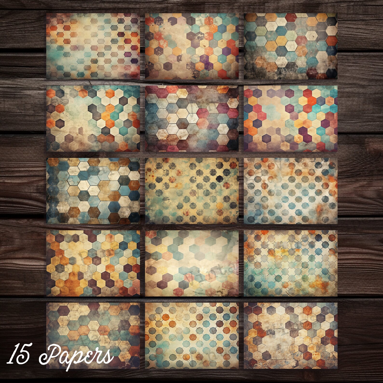 Grunge Tiles Junk Journal Digital Paper Pack, Instant Download ...