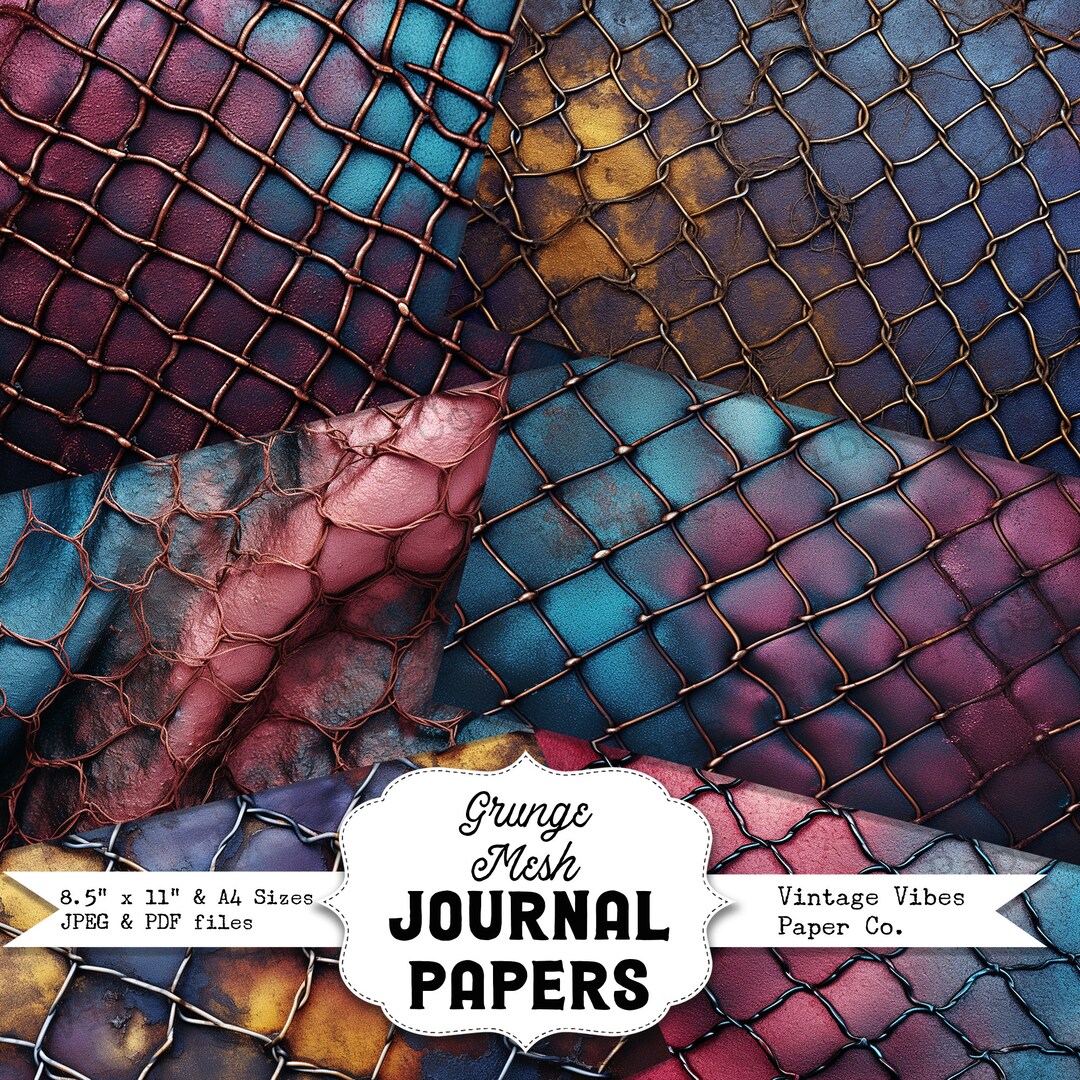 Grunge Mesh Wire Junk Journal Background Papers, Industrial Grungy ...