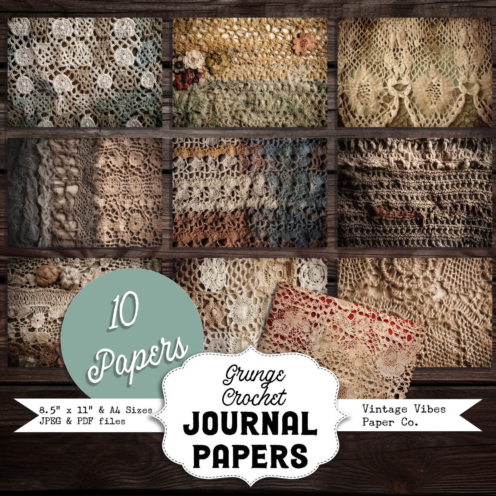 Grunge Net Digital Papers, Rustic Textured Grungy Fabric Printable ...