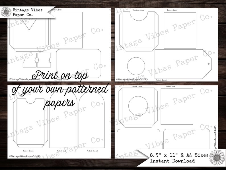 Junk Journal Printable Journal Pockets & Insert Templates - Etsy Australia