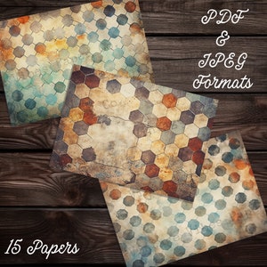 Grunge Tiles Junk Journal Digital Paper Pack, Instant Download ...