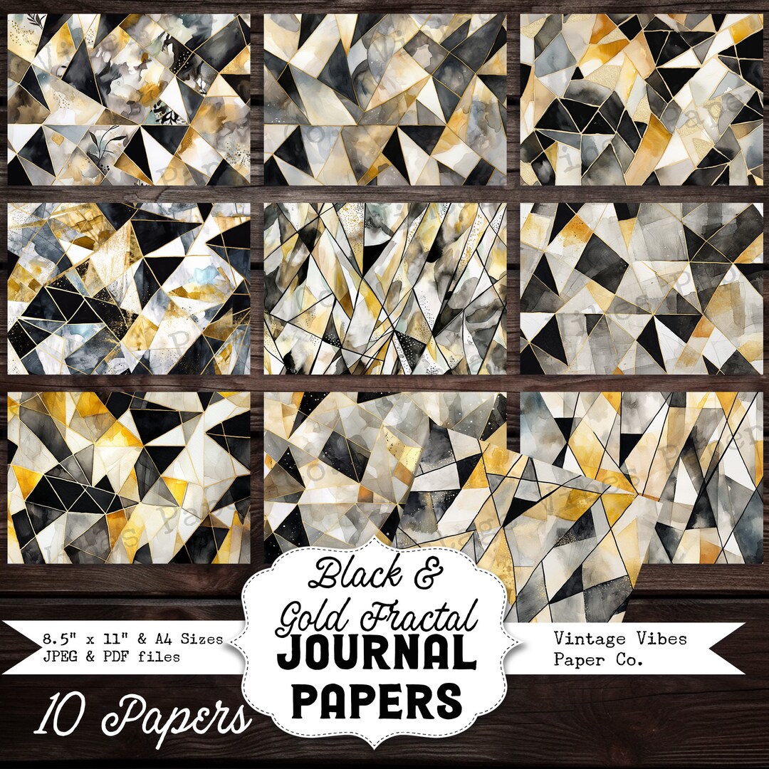 Black & White Fractals Junk Journal Printable Digital Papers, Neutral ...