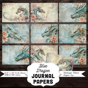 Vintage Style Dragon Junk Journal Papers, Instant Download Printable ...