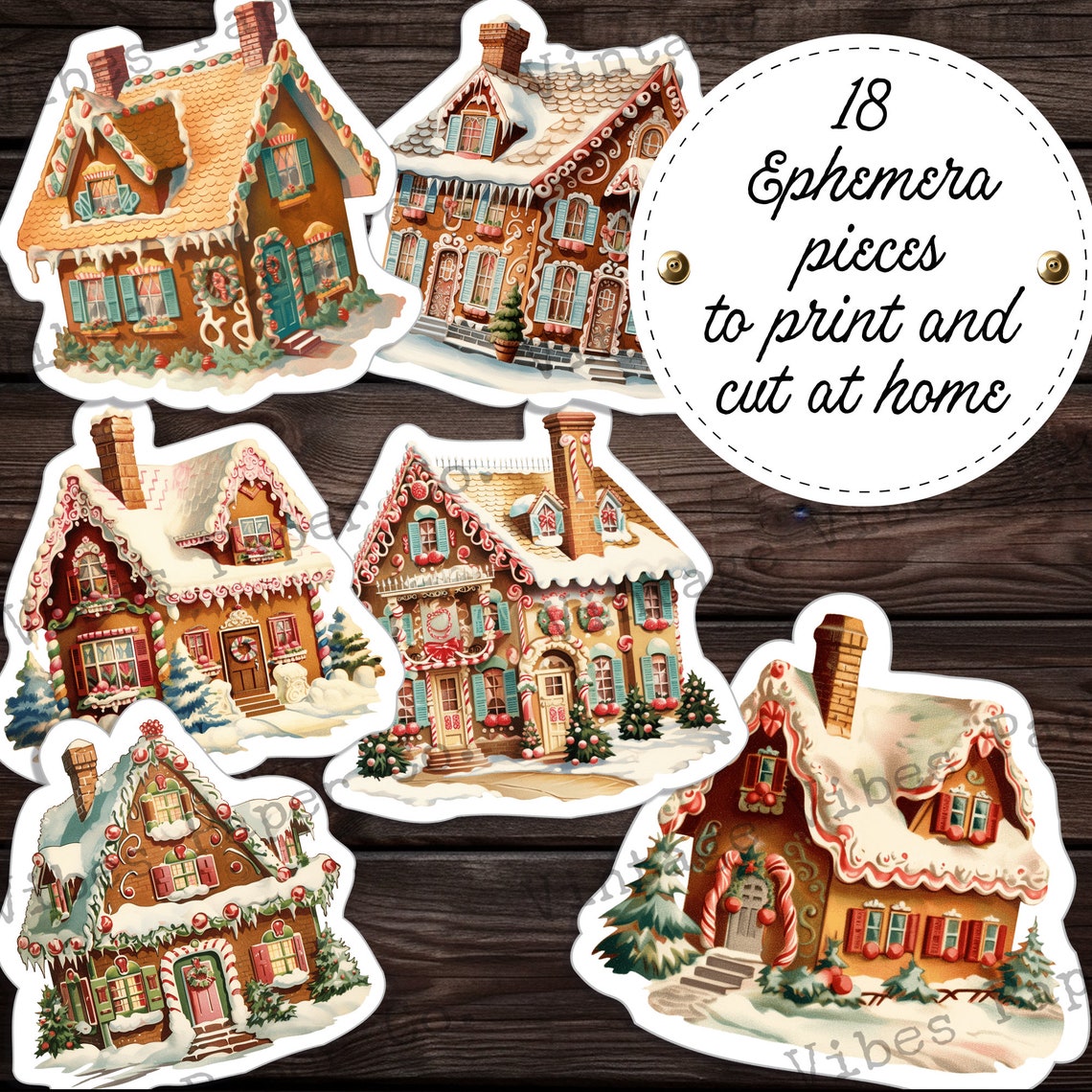 Gingerbread House Fussy Cut Ephemera for Junk Journals, 18 Collage Cut ...