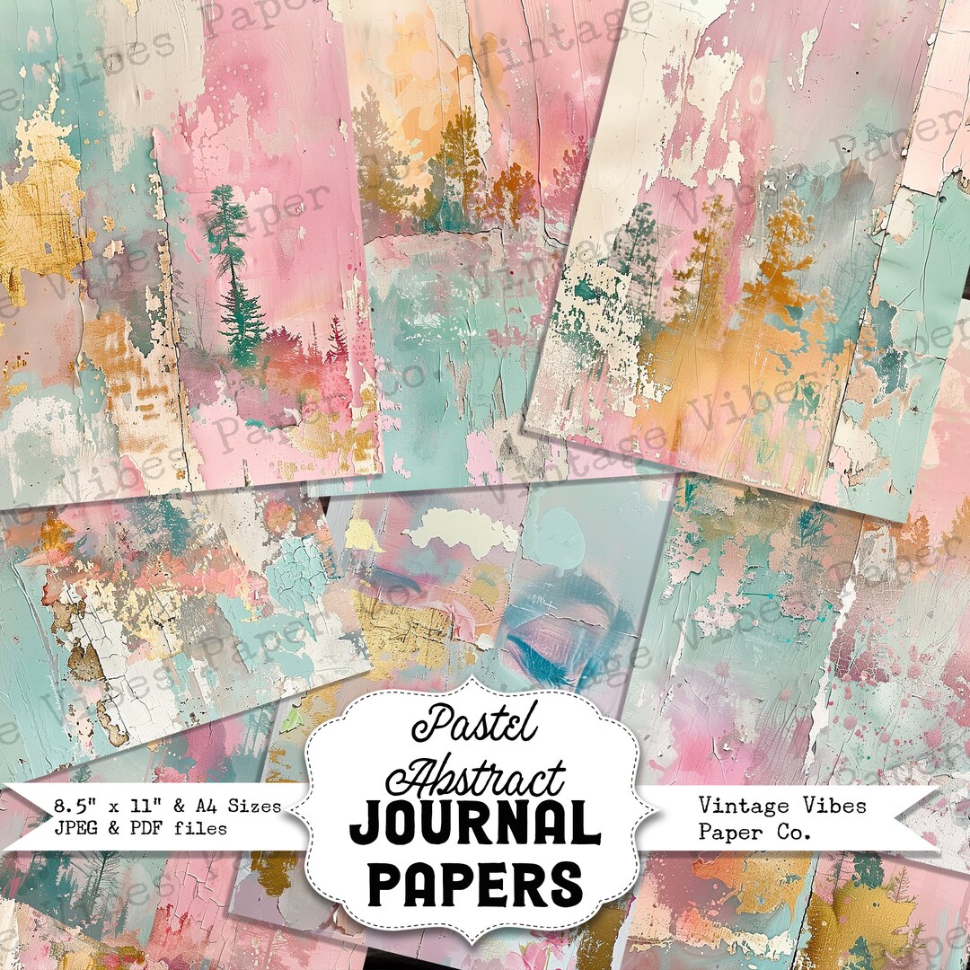 Pastel Abstract Junk Journal Printable Papers, Soft Neutral Colour ...