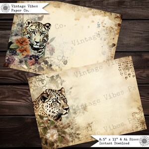 Grunge Leopard Print Junk Journal Paper Kit, 10 Page Digital Download ...