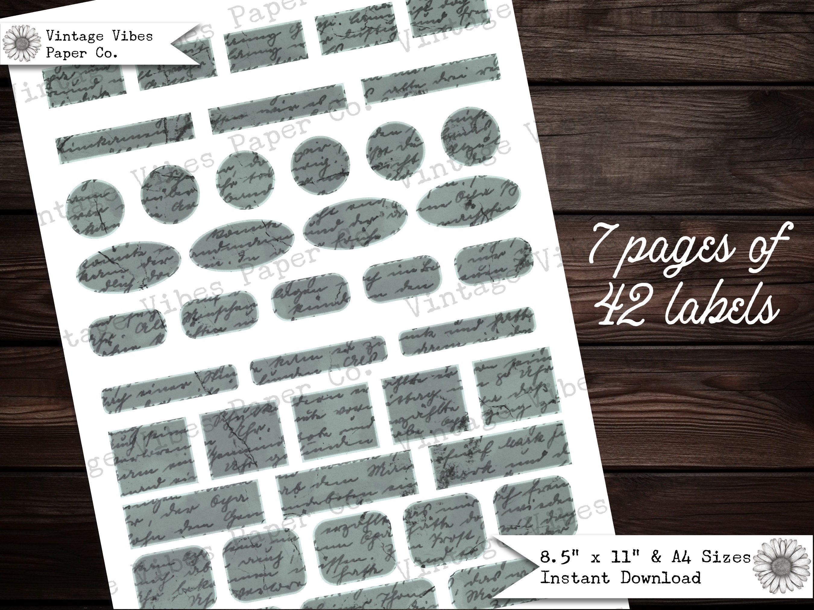 Junk Journal Labels Blank, Vintage Style Script Junk Journal Labels, 7 ...