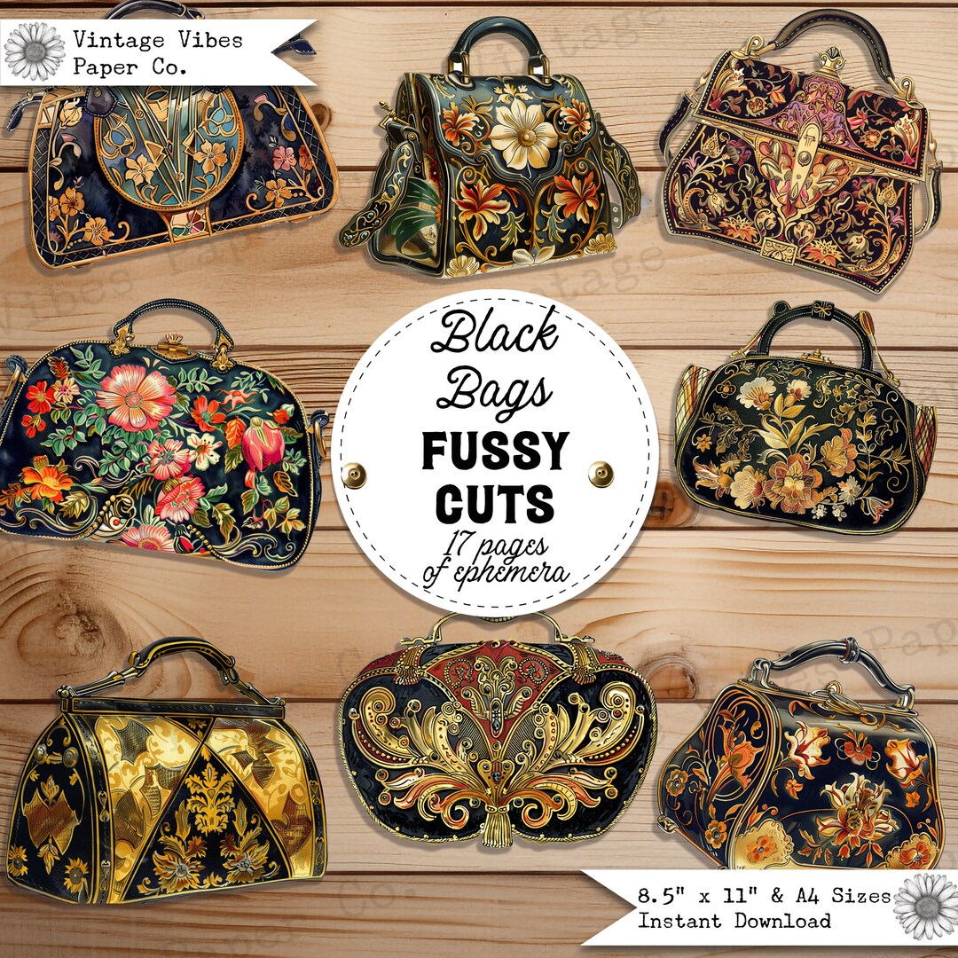 Junk Journal Fussy Cut Ephemera Vintage Black Vintage Purse Handbags ...