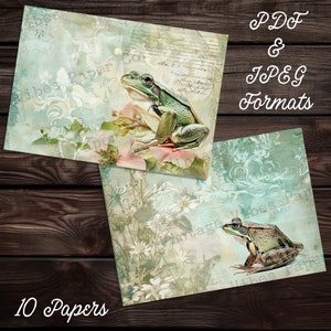Junk Journal Vintage Frogs Printable Scrapbook Papers, Digital Junk ...