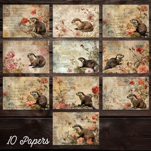 Junk Journal Vintage Otter Printable Scrapbook Papers, Digital Junk ...