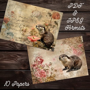 Junk Journal Vintage Otter Printable Scrapbook Papers, Digital Junk ...