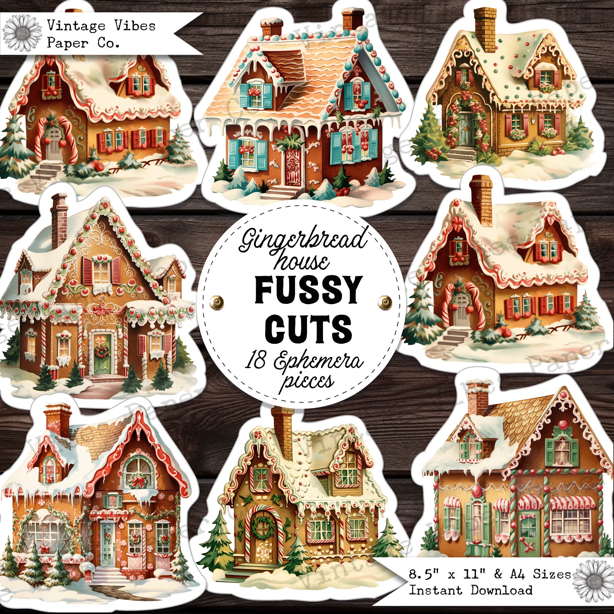 Gingerbread House Fussy Cut Ephemera for Junk Journals, 18 Collage Cut ...