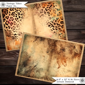 Junk Journal Papers Grunge Leopard Print Neutral Journal, Animal Safari ...