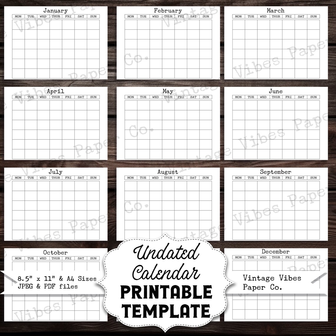 Junk Journal Printable Journal Undated Calendar Templates, Print on ...