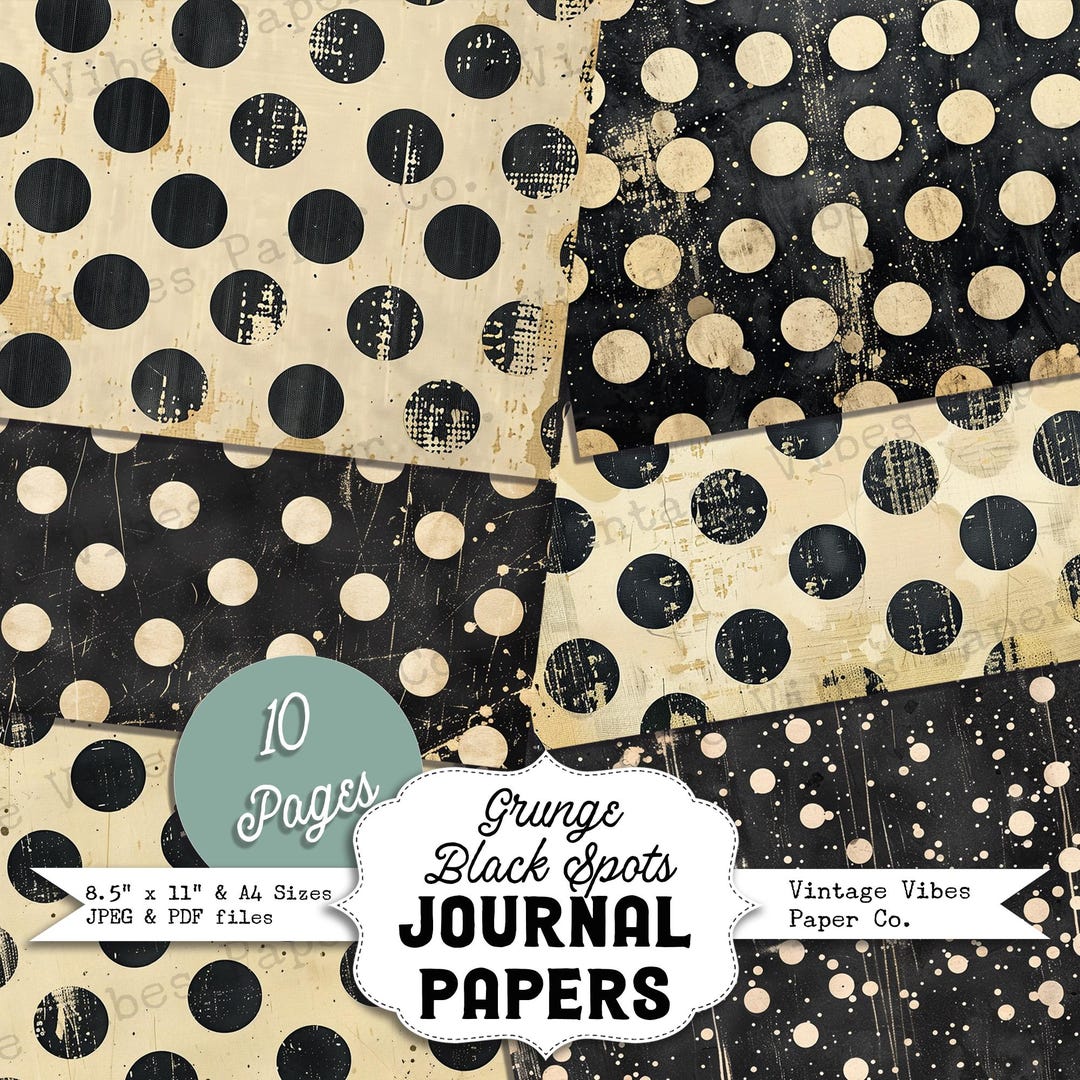 Black Shabby Spotty Polka Dot Backgrounds Junk Journal Digital Papers ...